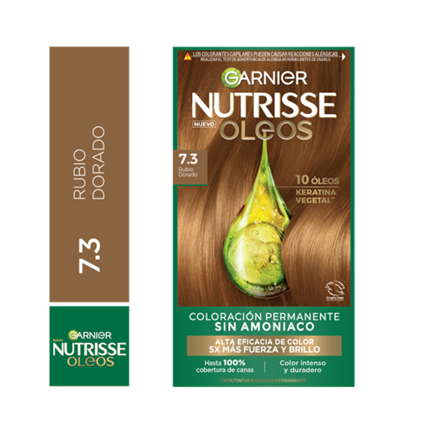 Nutrisse Óleos Tono 7.3 Rubio Dorado | Tinte nutritivo y radiante