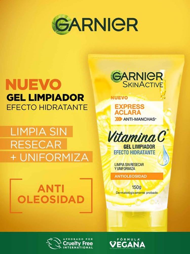 GARNIER EXPRESS ACLARA Gel Limpiador Facial Tono Uniforme Vitamina C