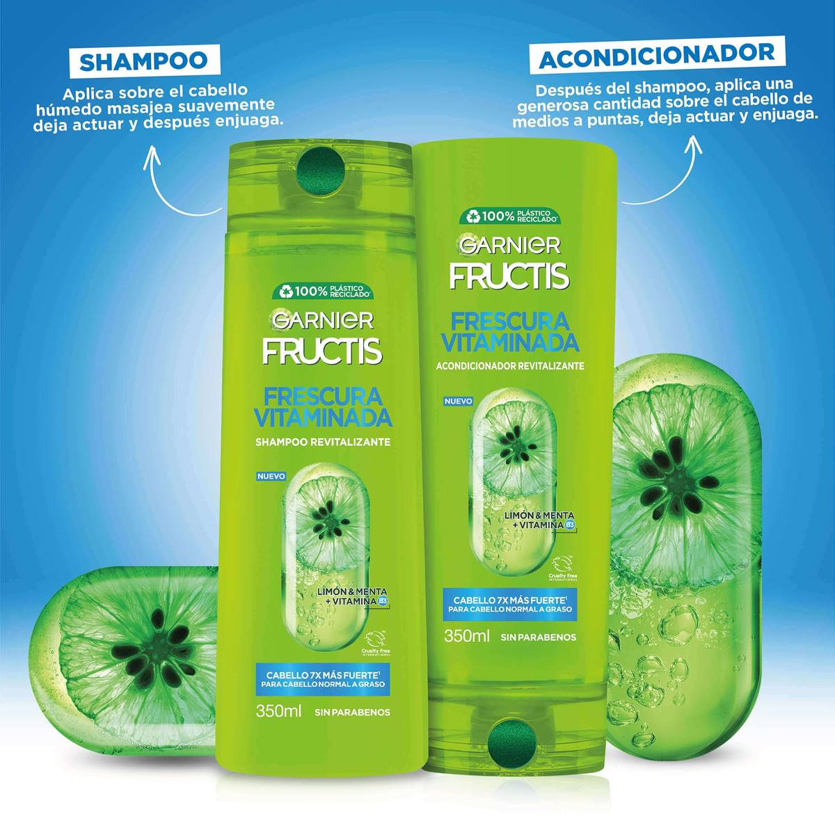Shampoo Frescura Vitaminada Fructis 350ml: Vitalidad para tu Cabello