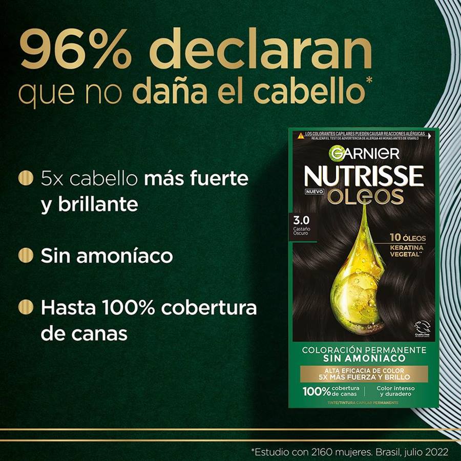 Nutrisse Oleos sin amoníaco castaño oscuro 3.0, Garnier Chile