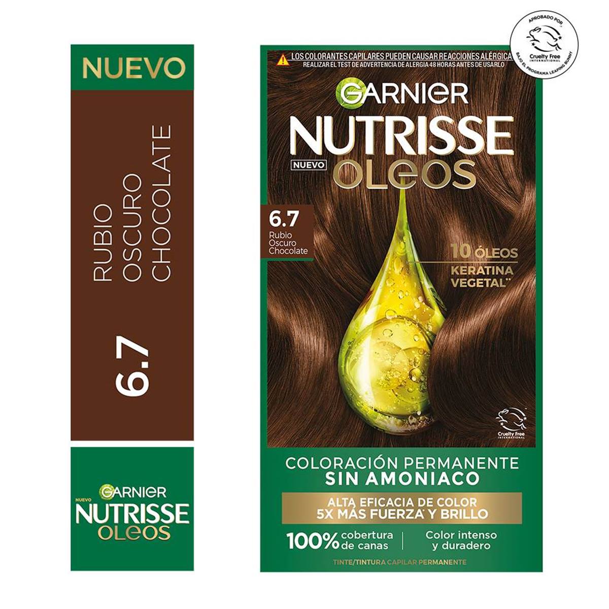 Nutrisse Oleos sin amoníaco rubio oscuro chocolate 6.7, Garnier Chile
