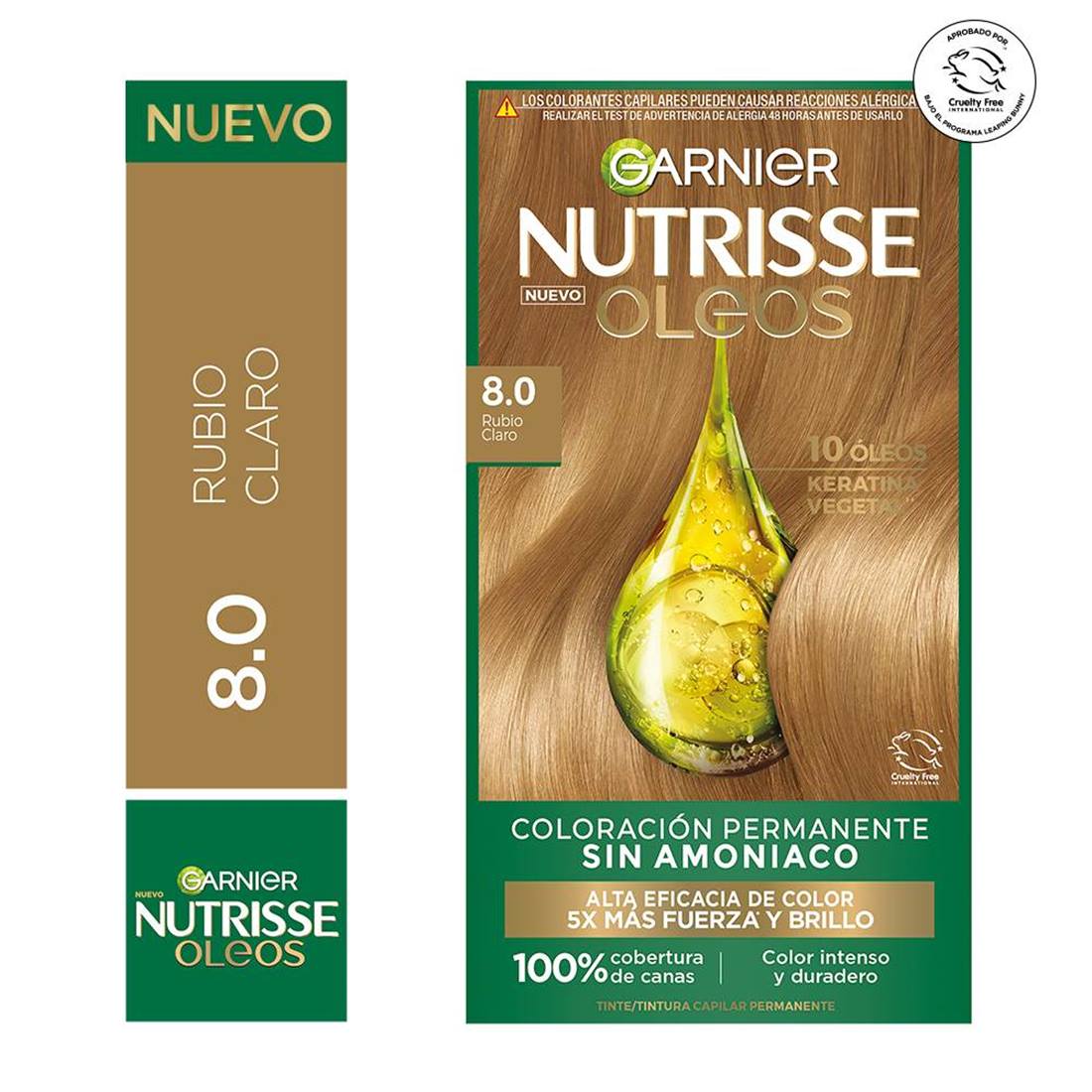 Nutrisse Oleos sin amoníaco rubio claro 8.0, Garnier Chile